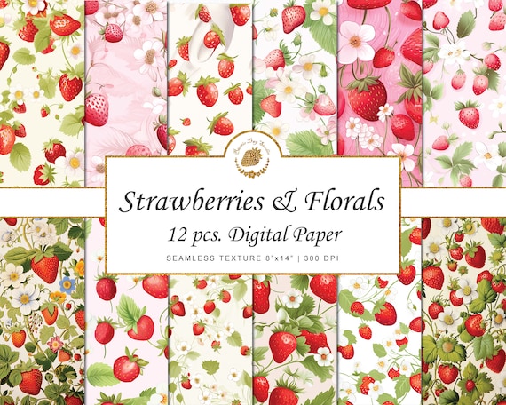 Vintage Strawberry Digital Paper To Do List Strawberry Party Sticky