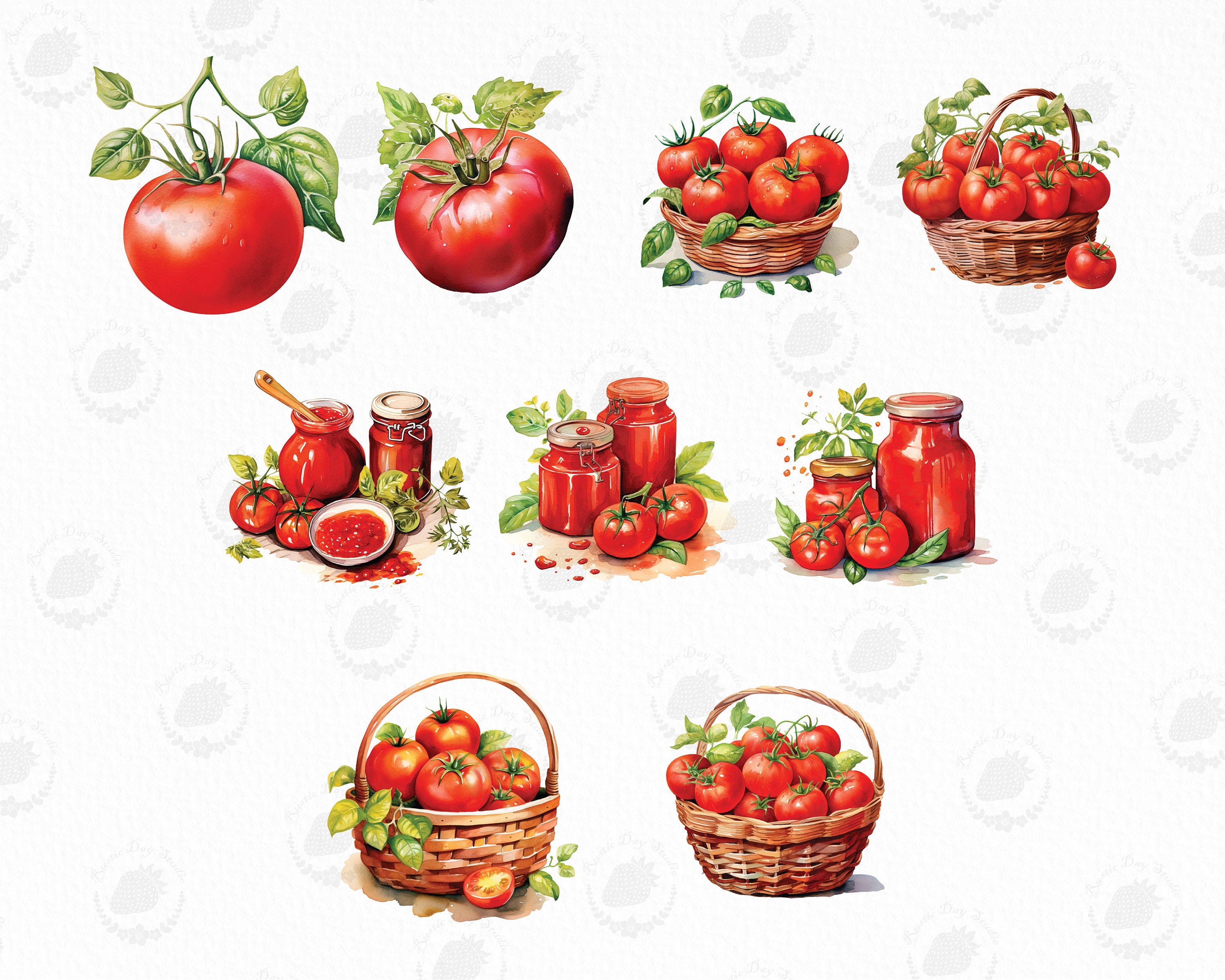 Watercolor Tomato Clipart Vegetable Clipart Farm Clipart Sticker Good ...