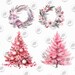 Watercolor Pink Christmas Theme Clipart Christmas Clipart Pink ...