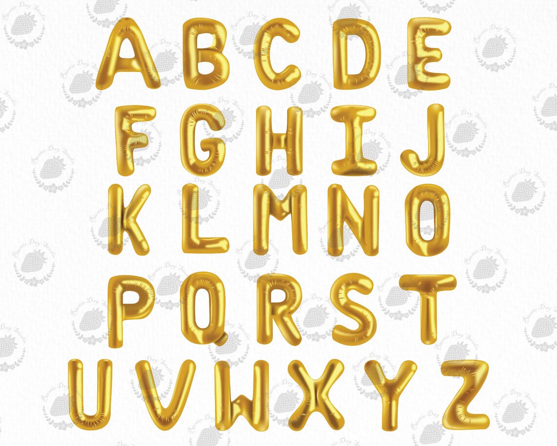 Party Golden Balloon Alphabet Clipart Number Clipart Balloon - Etsy