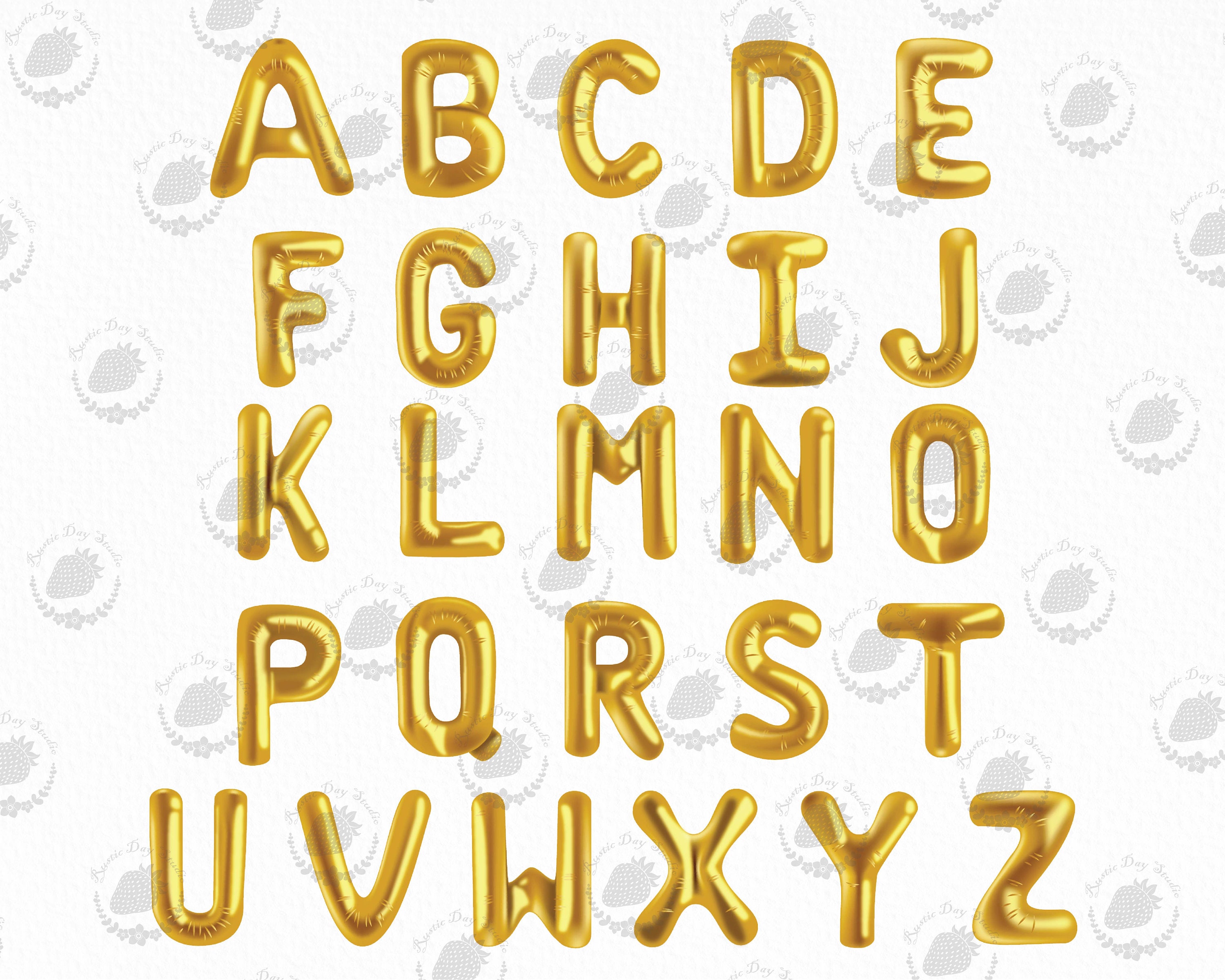Party Golden Balloon Alphabet Clipart Number Clipart Balloon - Etsy