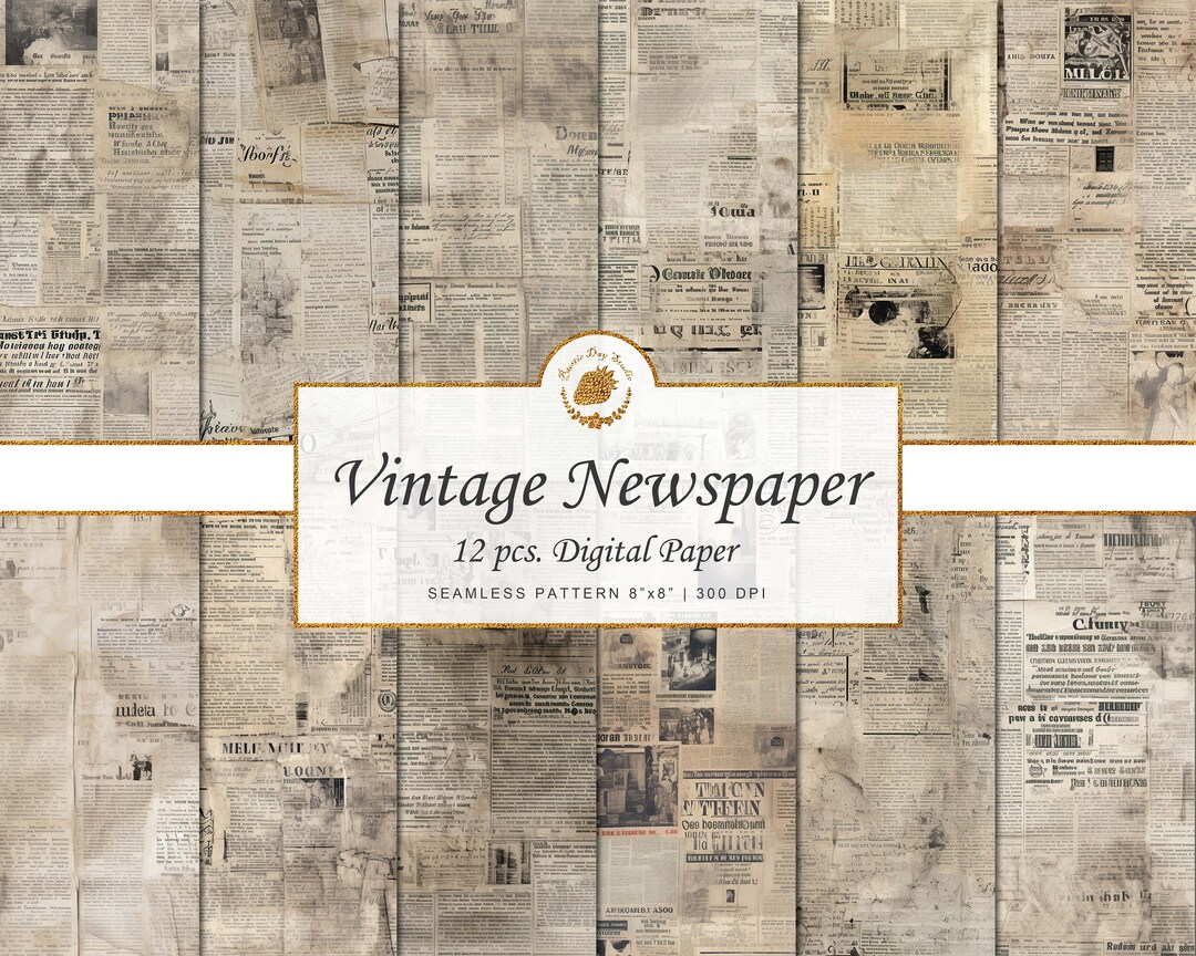 Vintage Newspaper Texture: Seamless Digital Paper (8x8, 300 DPI) - Etsy