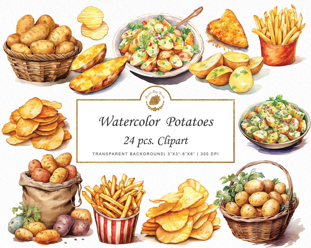 Watercolor Potato Clipart Vegetable Clipart French Fries Clipart ...