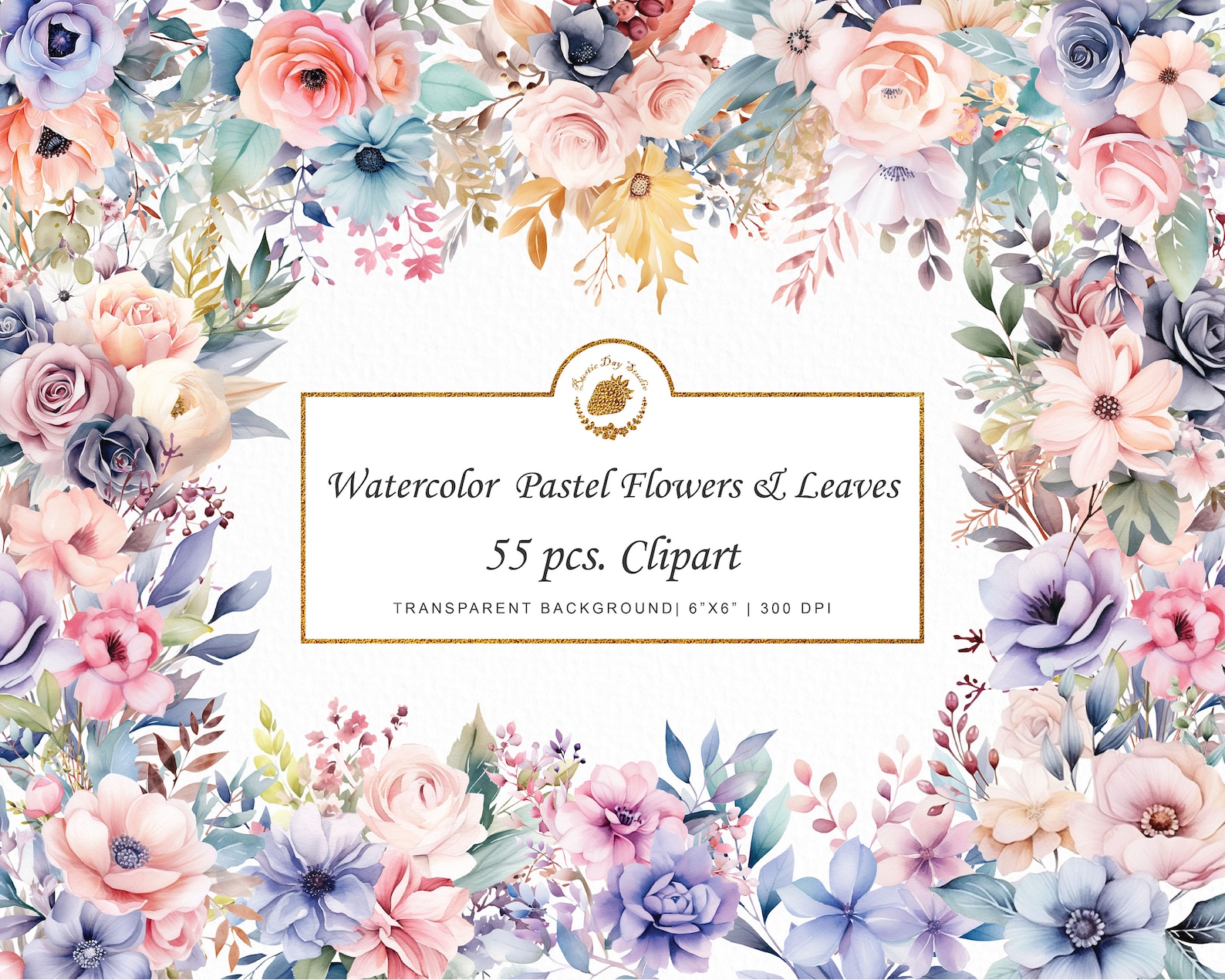 Watercolor Pastel Flowers PNG Watercolor Floral Clipart Bouquets ...