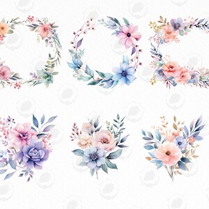 Watercolor Pastel Flowers PNG Watercolor Floral Clipart Bouquets ...
