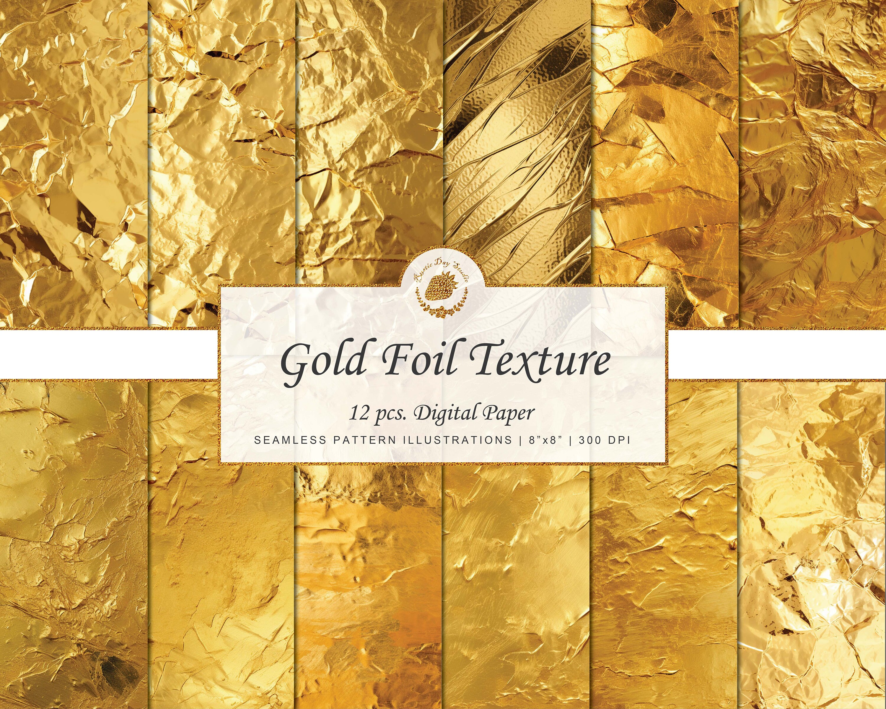 Gold Foil Texture Digital Paper Shimmering Metallic Texture Digital ...