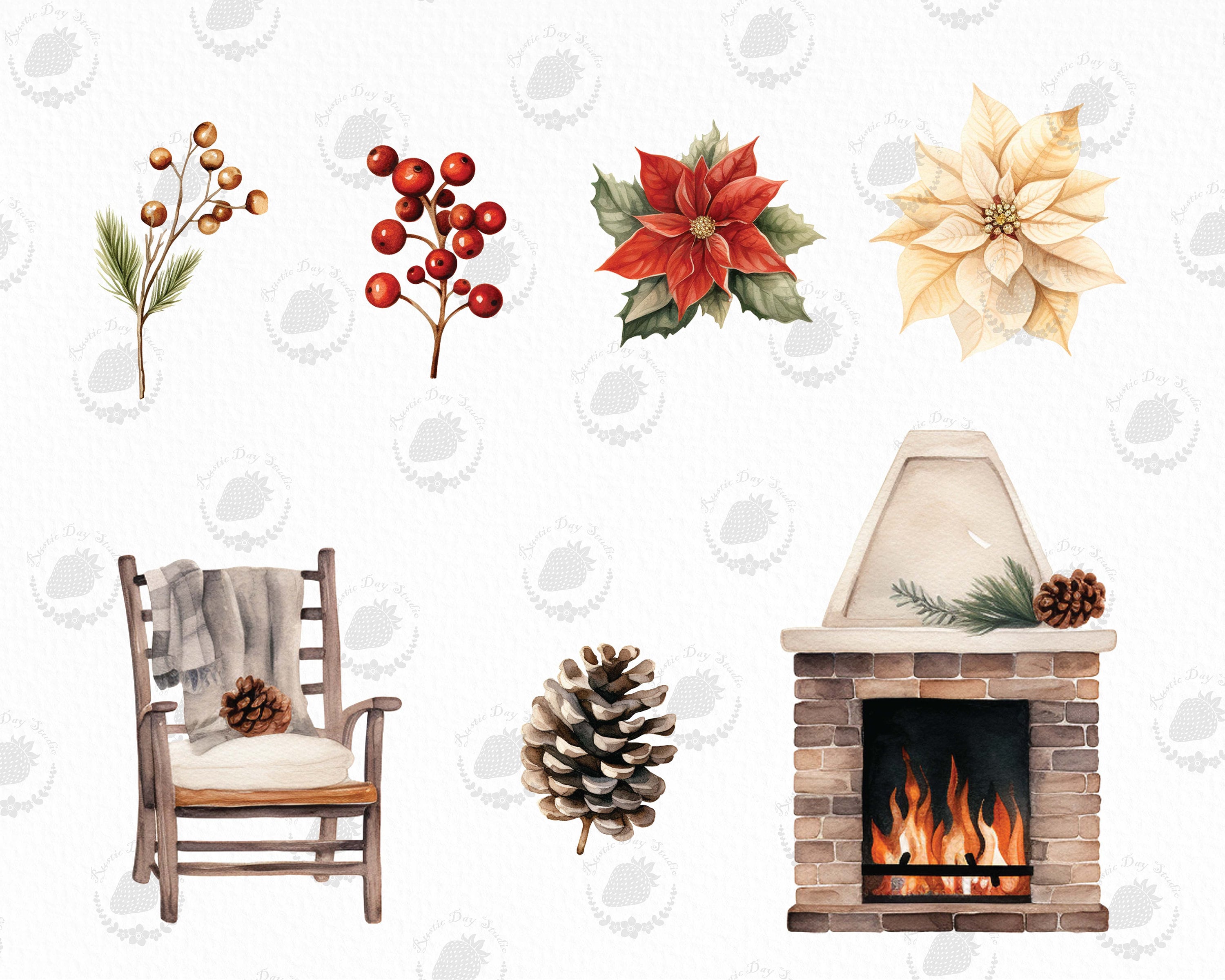 Watercolor Cozy Christmas Theme Clipart Christmas Neutral Christmas ...