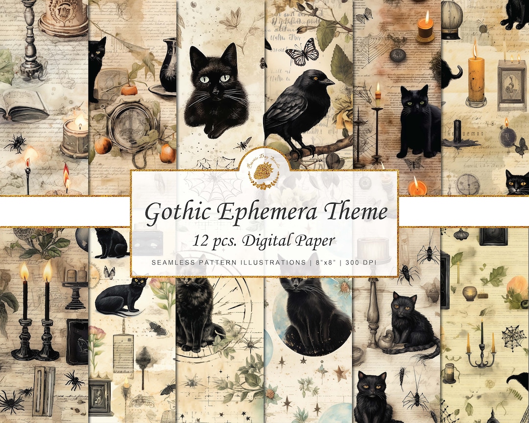 Gothic Ephemera Digital Paper: Seamless Halloween Patterns (digital ...