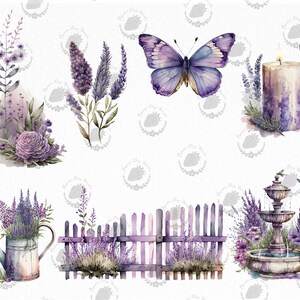 Watercolor Lavender Garden Clipart Lavender Clipart Flowers Cottagecore ...