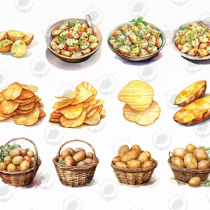 Watercolor Potato Clipart Vegetable Clipart French Fries Clipart ...
