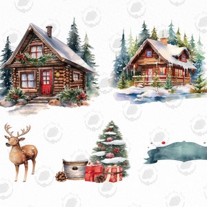 Watercolor Christmas Town Clipart North Pole Clipart Christmas Card ...