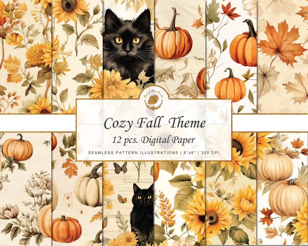 Autumn Serenity Seamless Digital Paper Set Instant Download Cozy Autumn ...