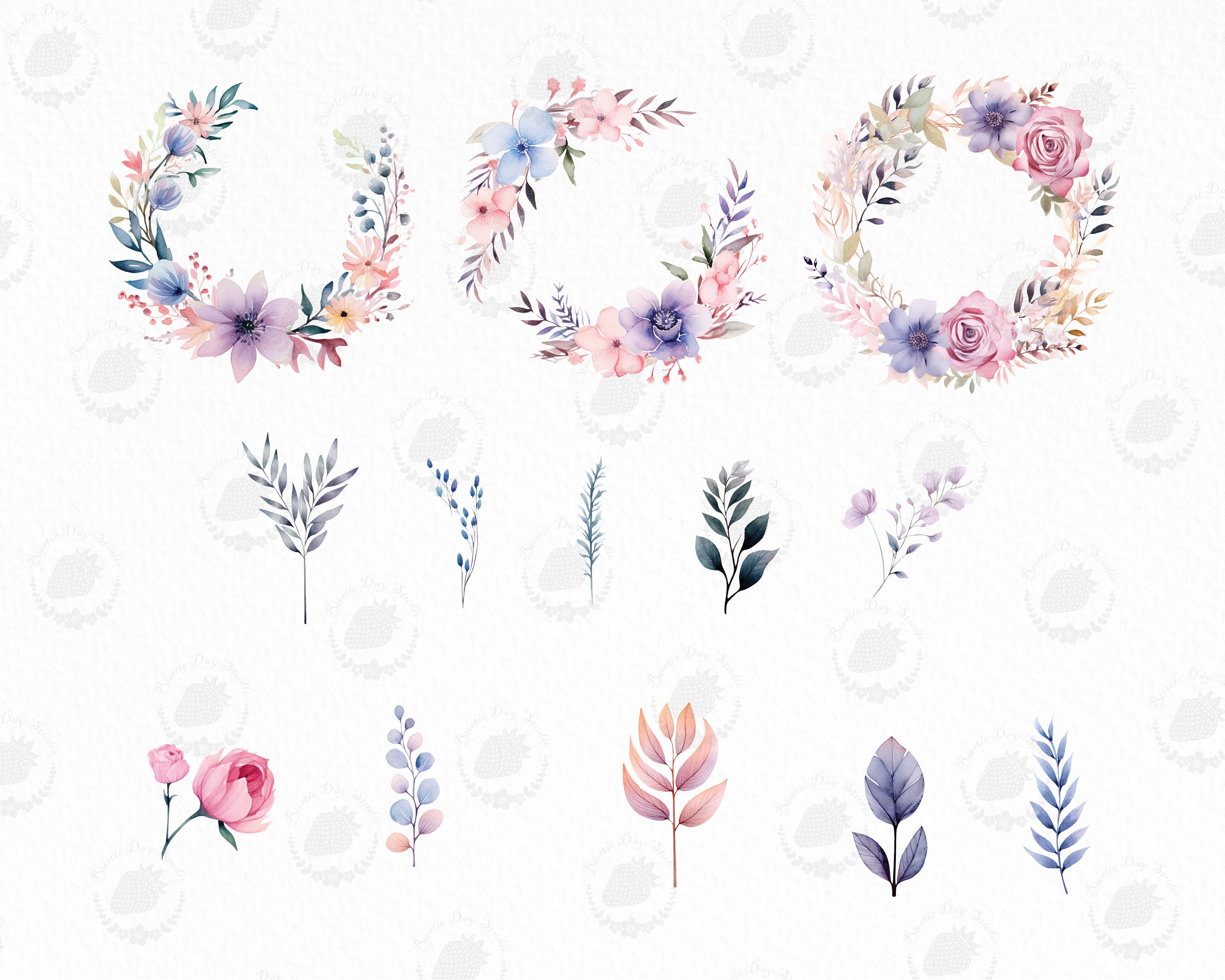 Watercolor Pastel Flowers PNG Watercolor Floral Clipart Bouquets ...