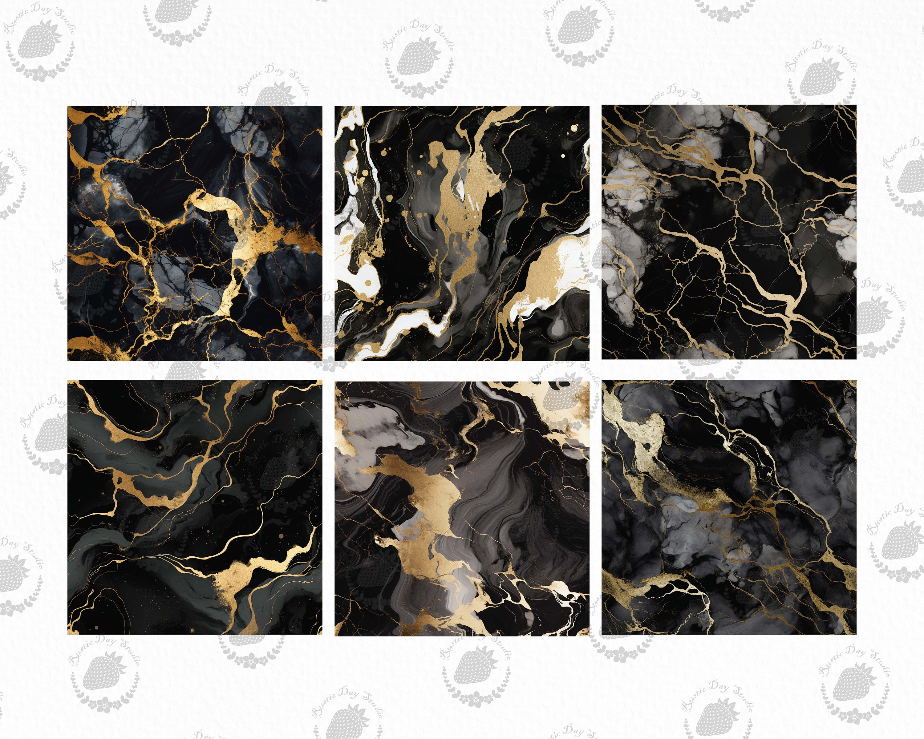 Black Gold Marble Seamless Digital Paper Marble Digital Paper Marble ...