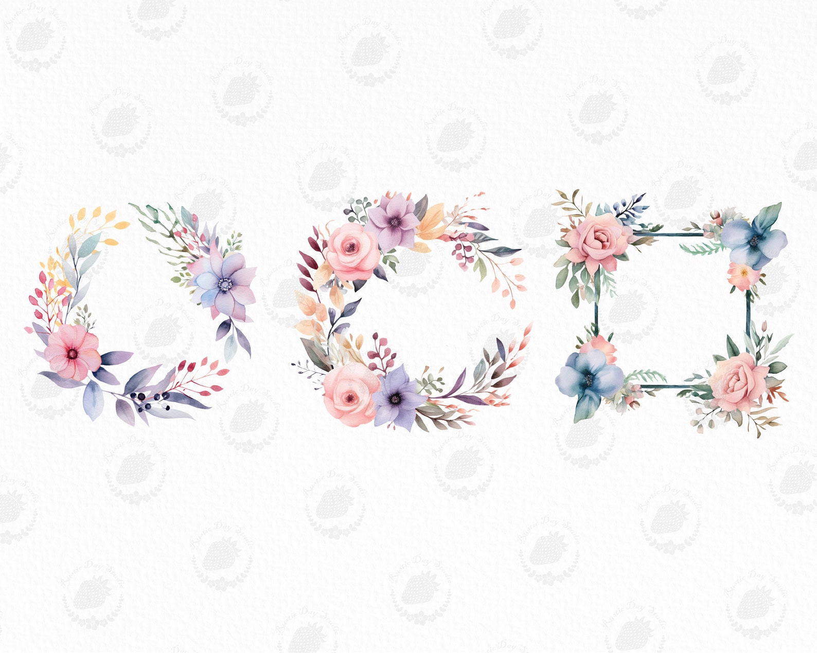 Watercolor Pastel Flowers PNG Watercolor Floral Clipart Bouquets ...