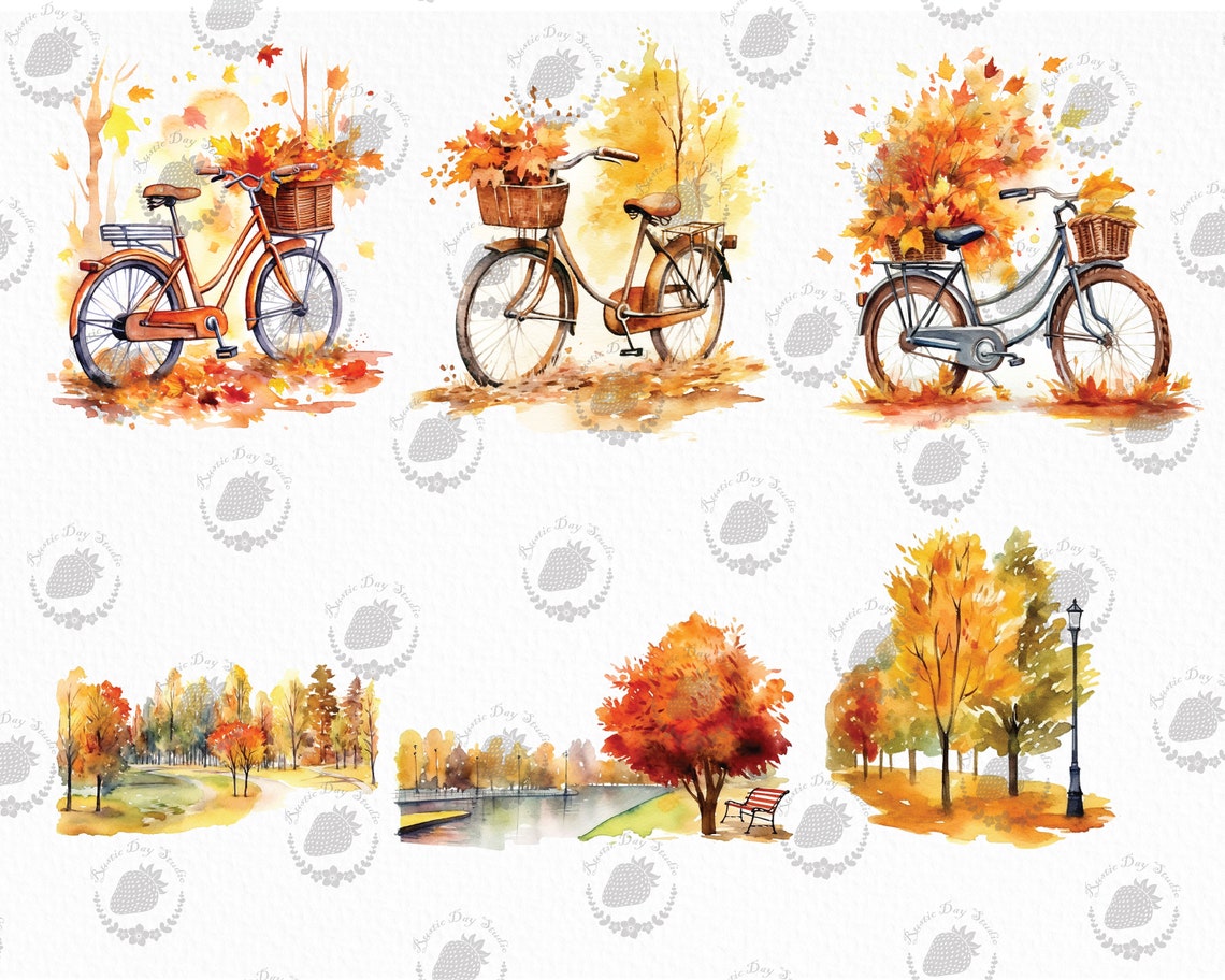 Watercolor Autumn Clipart Fall Clipart Pumpkin Clipart Autumn - Etsy