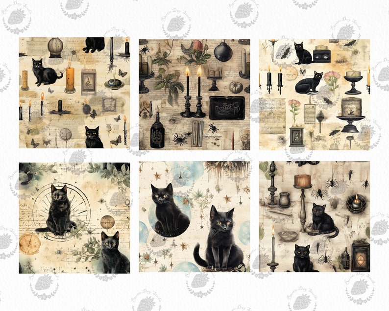 Gothic Ephemera Digital Paper: Seamless Halloween Patterns (digital ...