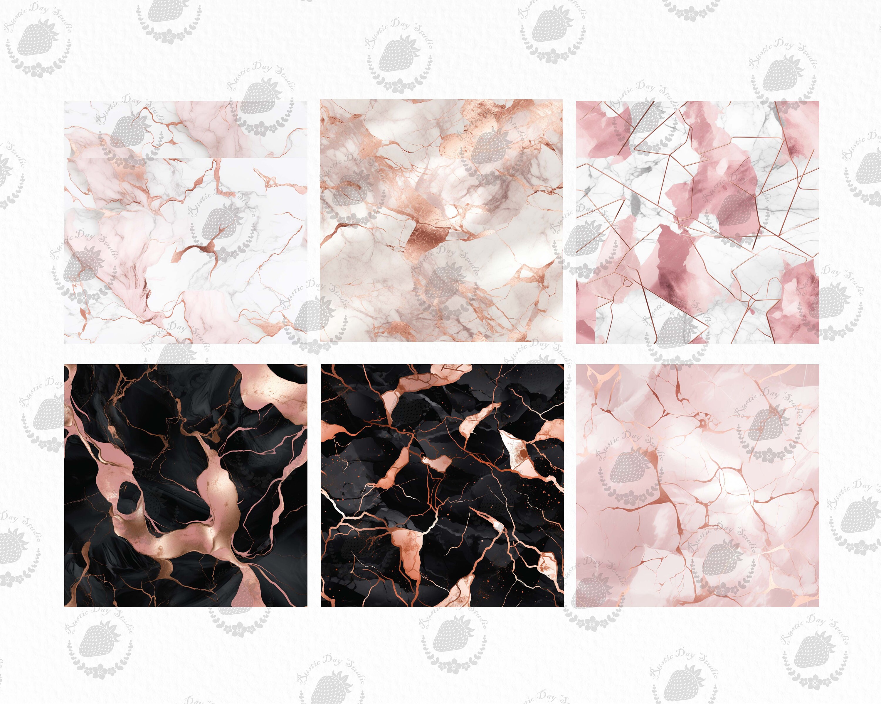 Rose Gold Marble Digital Paper: Blush Pink Textures (digital Download ...