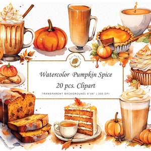 Watercolor Pumpkin Spice Delights Watercolor Pumpkin Spice Clipart ...