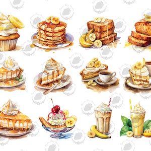 Watercolor Banana Clipart Bundle: Tropical Fruit Illustrations (digital ...
