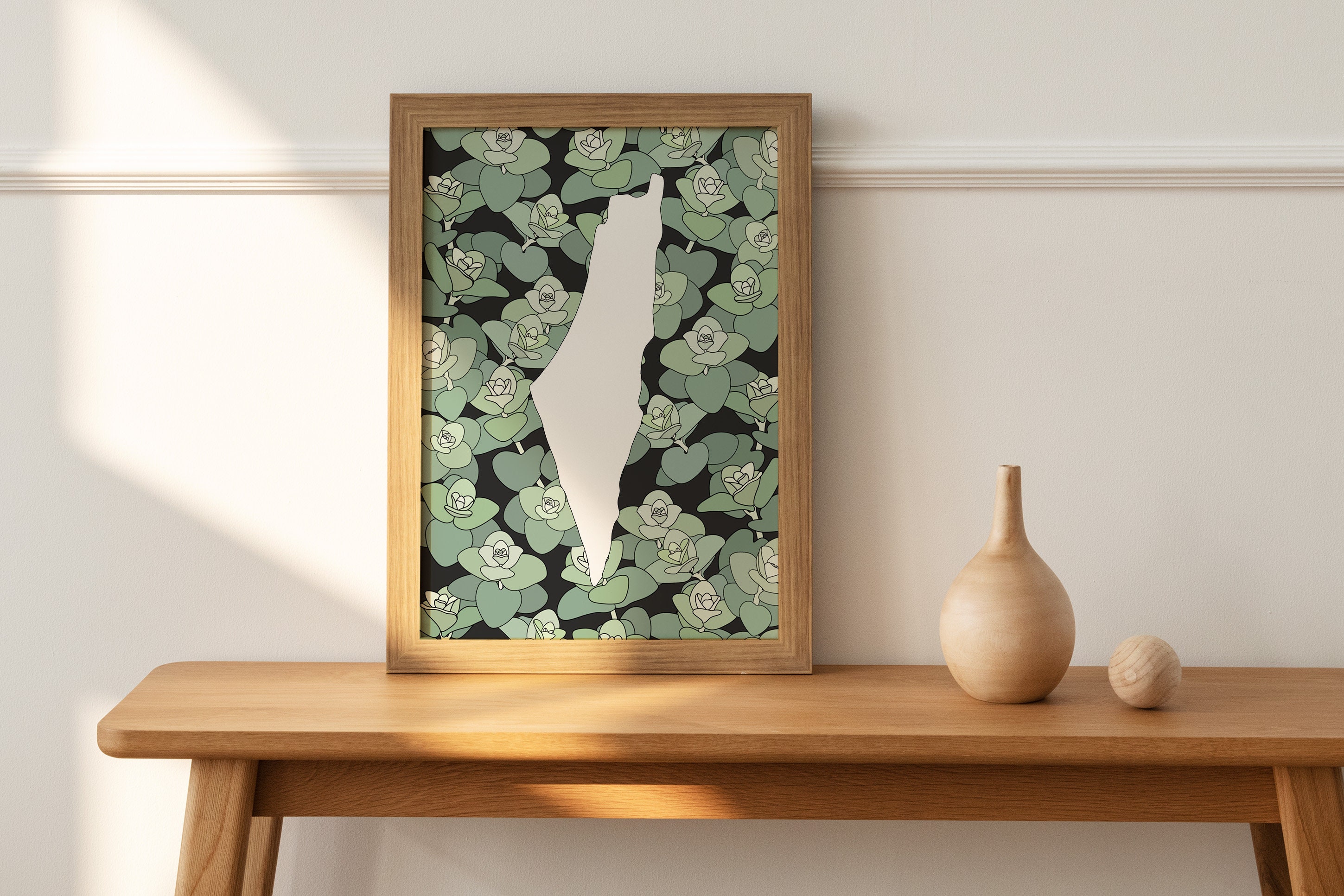Printable Palestine Za'atar Map Art, Wild Thyme, Minimalist Design ...