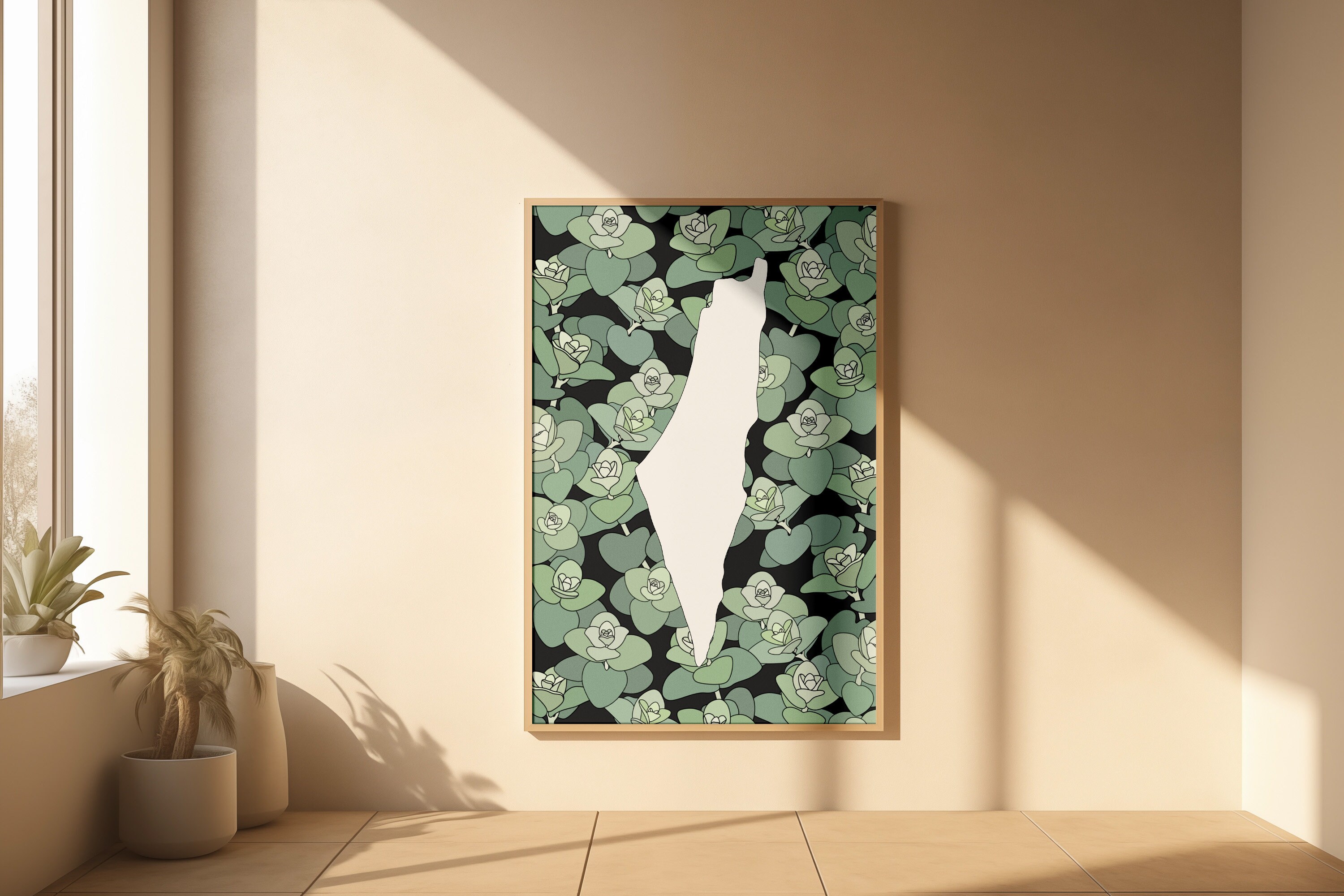 Printable Palestine Za'atar Map Art, Wild Thyme, Minimalist Design ...