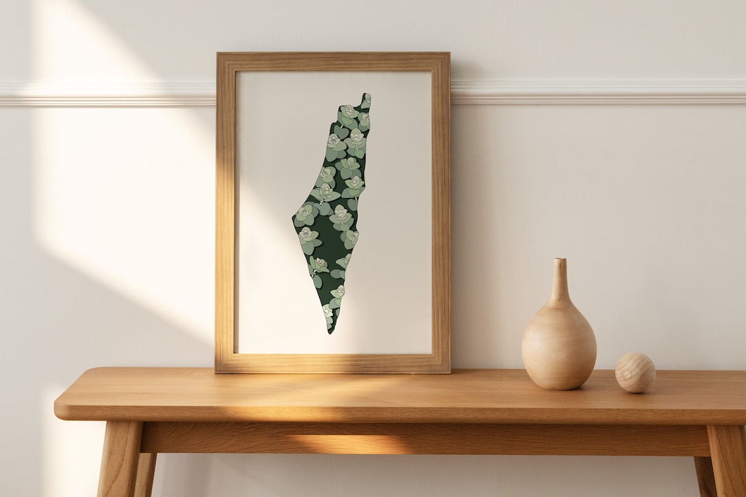 Printable Palestine Za'atar Map Art, Wild Thyme, Minimalist Design ...