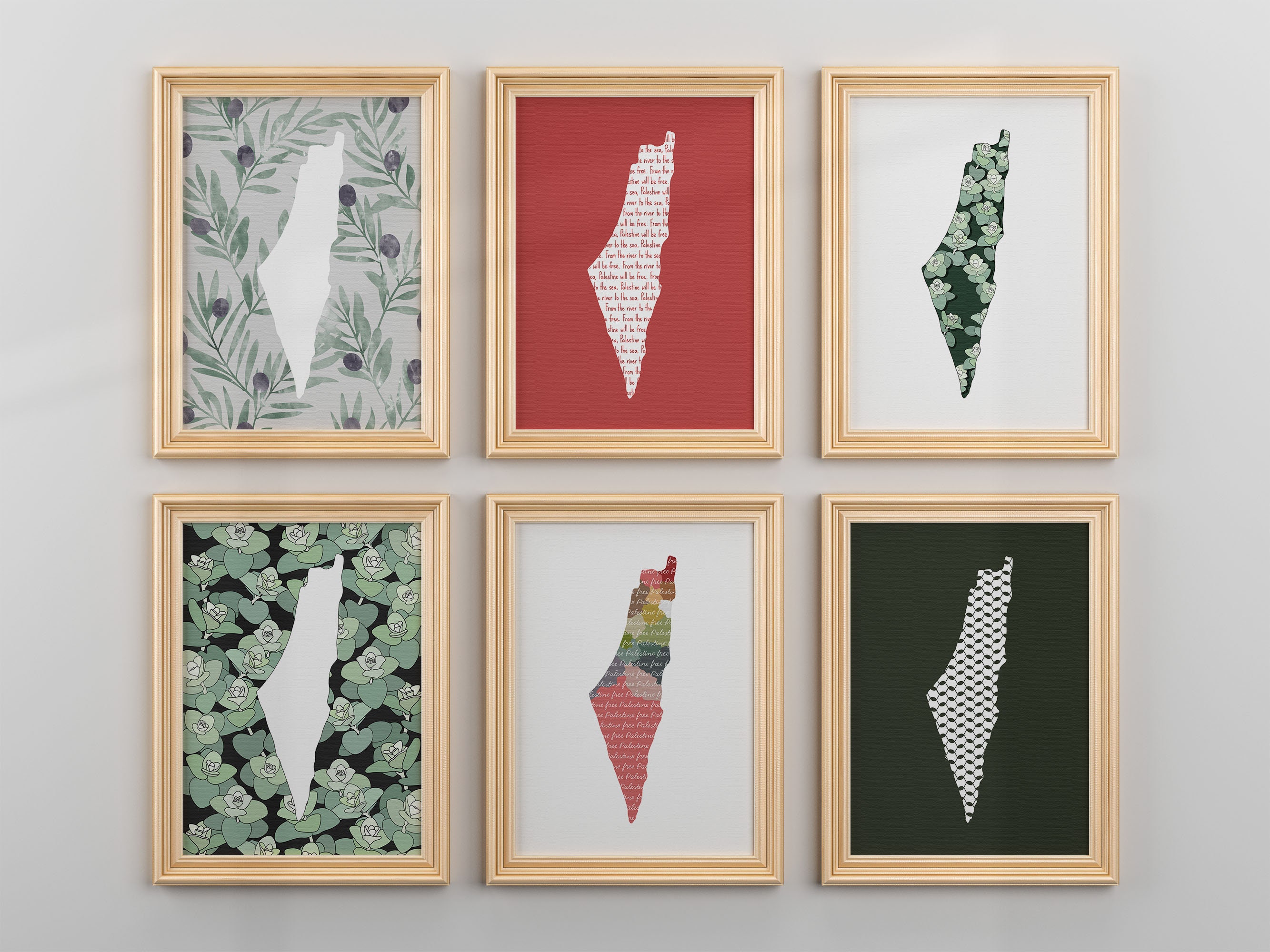 Printable Palestine Map Keffiyeh Pattern Art, Deep Green Background ...