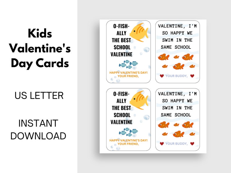 Kids Valentines Day Cards Printable - Etsy
