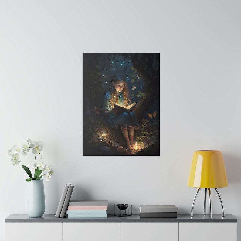 The Enchanted Forest: A Girl and Her Book Canvas Print Wall - Etsy