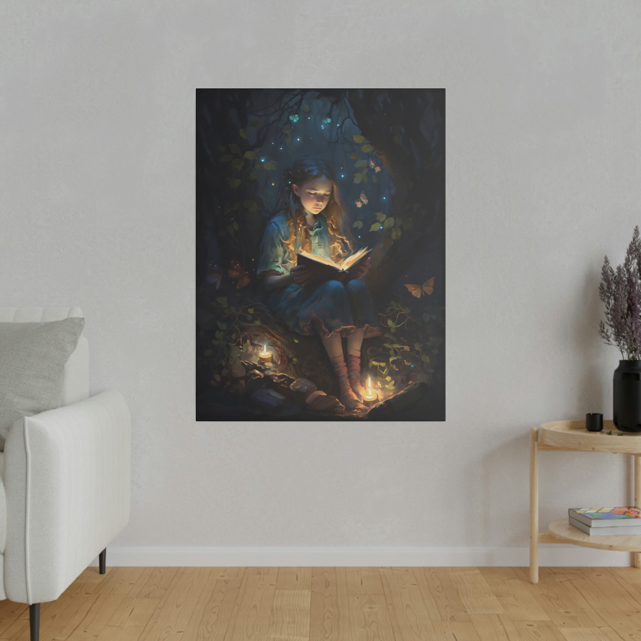 The Enchanted Forest: A Girl and Her Book Canvas Print Wall - Etsy