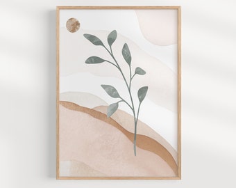 Boho Plant Art Print, PRINTABLE Wall Art, Botanical Poster, Abstract ...