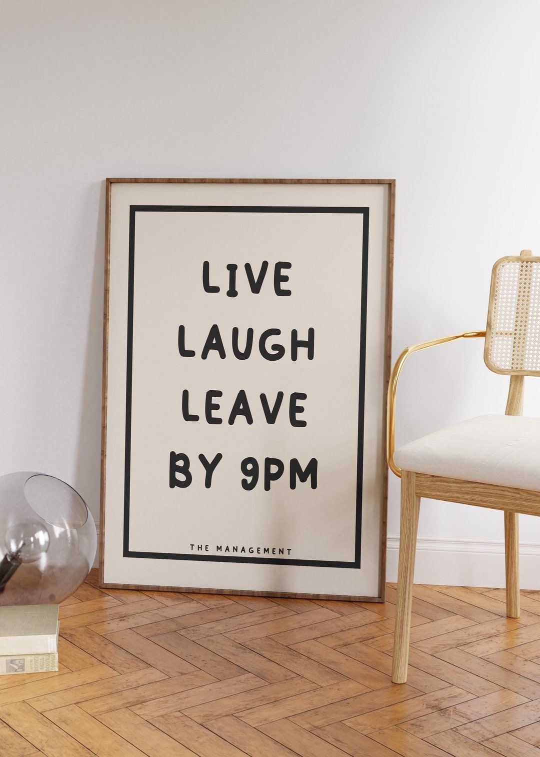 Live Laugh Leave by 9PM Print, Hand Drawn Neutral Art, Funny Boho ...