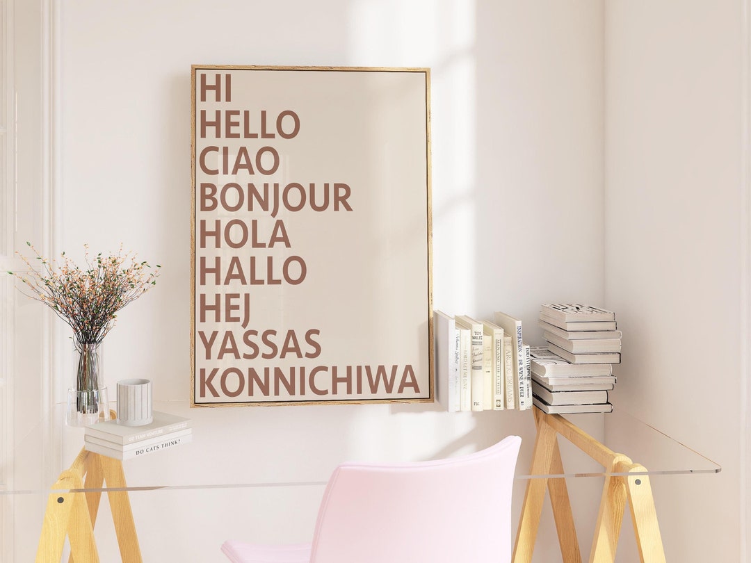 Hello Print Typography Poster, Greeting Languages, Trendy Wall Art ...