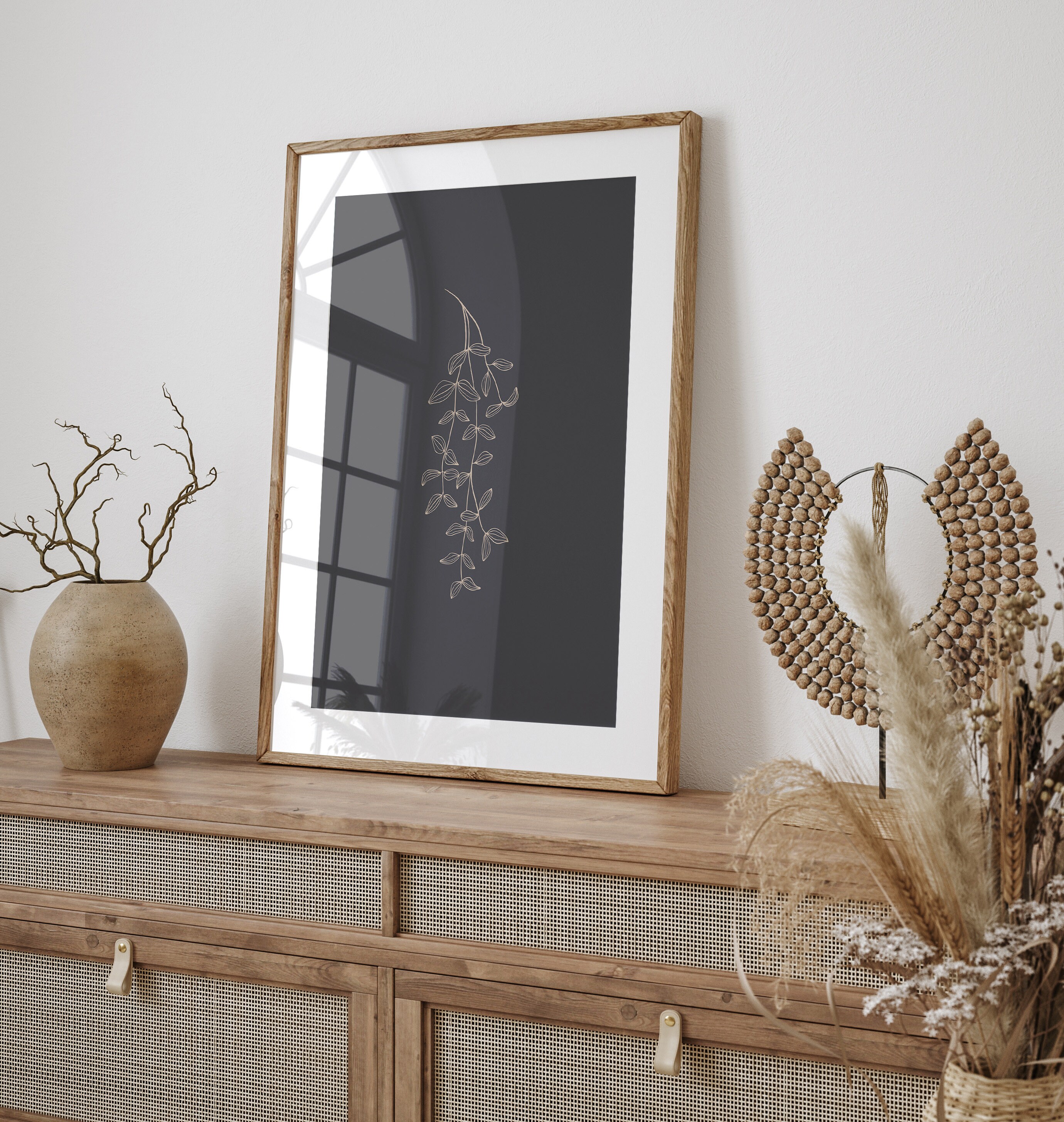 Modern Black Abstract Flower Art Print, Minimalist Flower Poster, Black ...