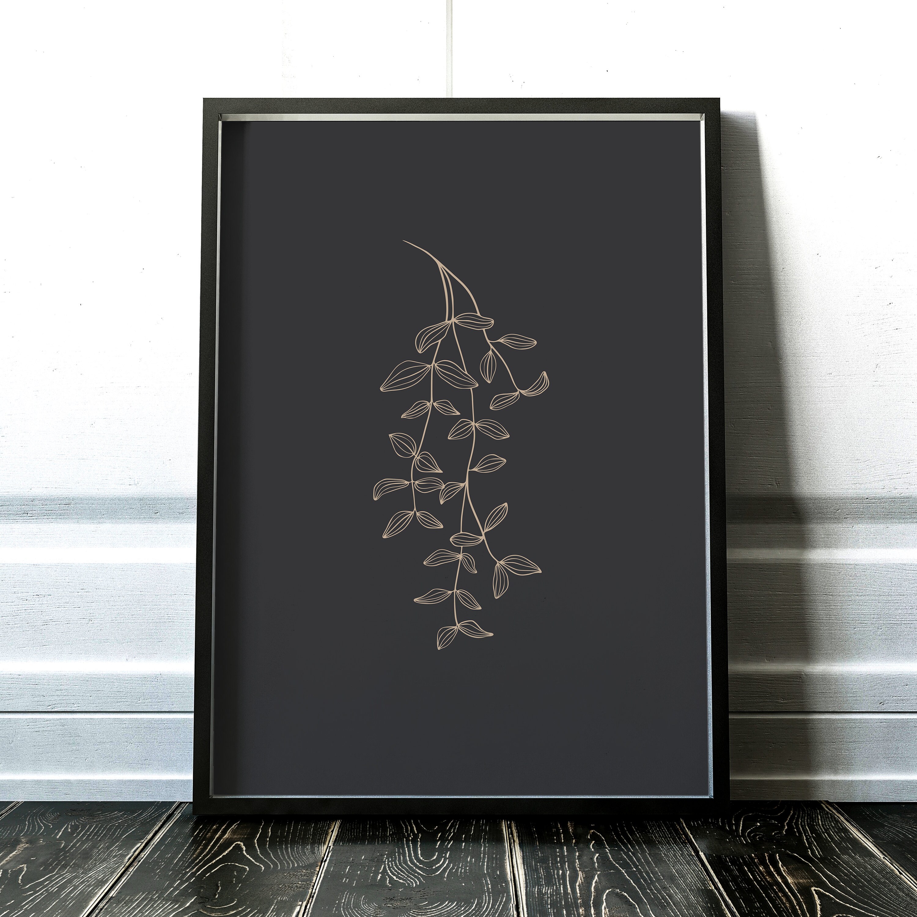 Modern Black Abstract Flower Art Print, Minimalist Flower Poster, Black ...