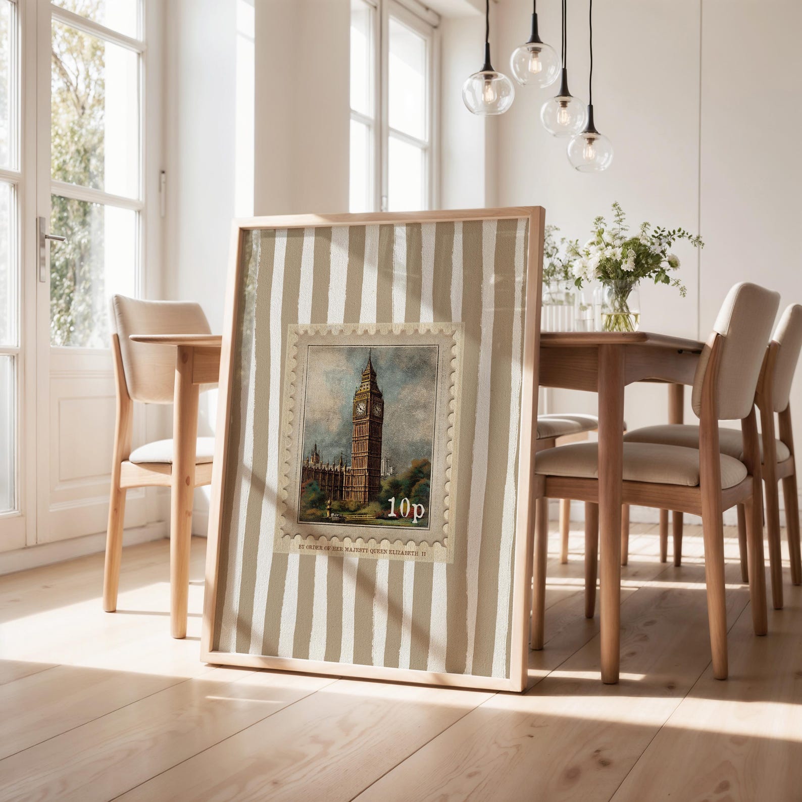 Vintage Big Ben Print London England Wall Art Living Room Postage Stamp ...