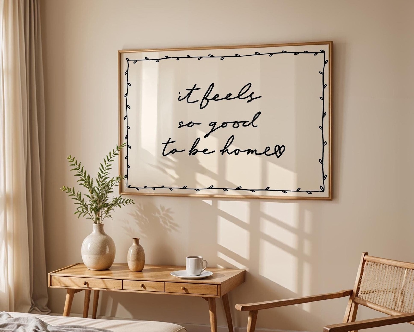 It Feels so Good to Be Home Art Print | Black Neutral Hand Drawn Home ...