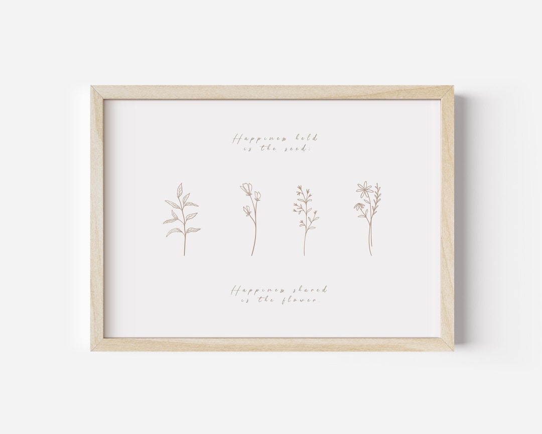 Typography Flowers Print Digital Download, Inspirational Wall Decor ...