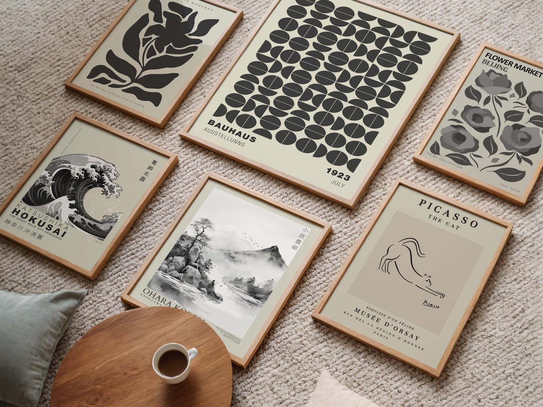 Black and White Exhibition Set of 6 Prints Museum Poster Bundle ...