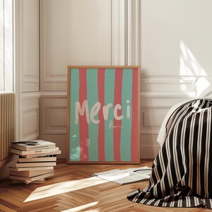 Merci Quote Print, Trendy Aesthetic Home Decor, Cute French Typography ...