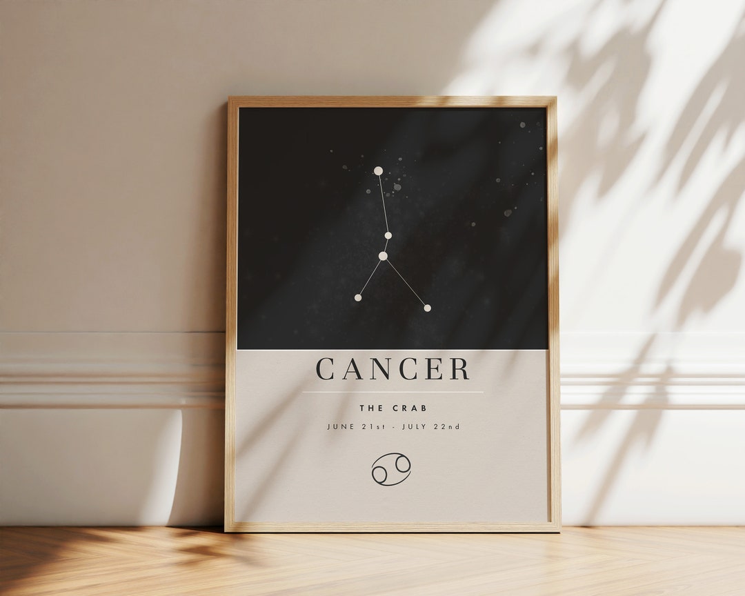 Cancer Star Constellation Art Print, Zodiac Wall Art, Astrology Poster ...