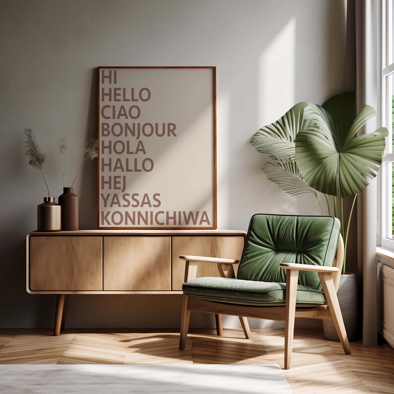 Hello Print Typography Poster, Greeting Languages, Trendy Wall Art ...