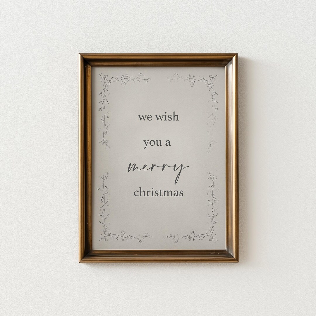 Christmas Quote Print Neutral Vintage Festive Holiday Wall Art, Merry ...