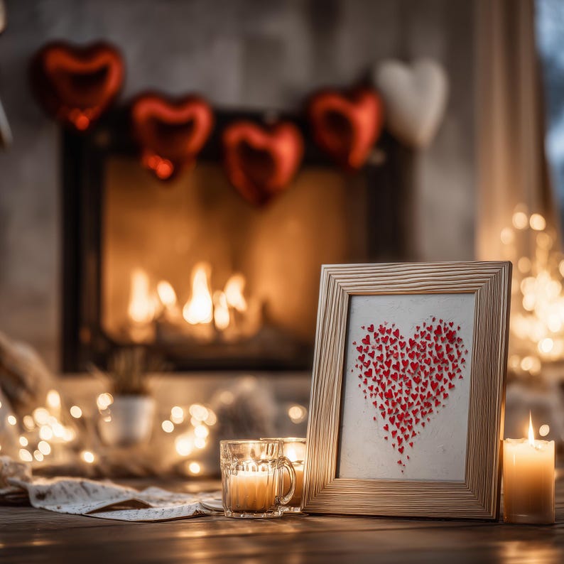 Valentines Wall Art, Romantic Red Heart Decor, Trendy Love Painting ...