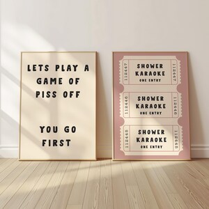 Funny Quote Print Set of 6 Rude Gallery Wall Home Poster Retro Ticket ...