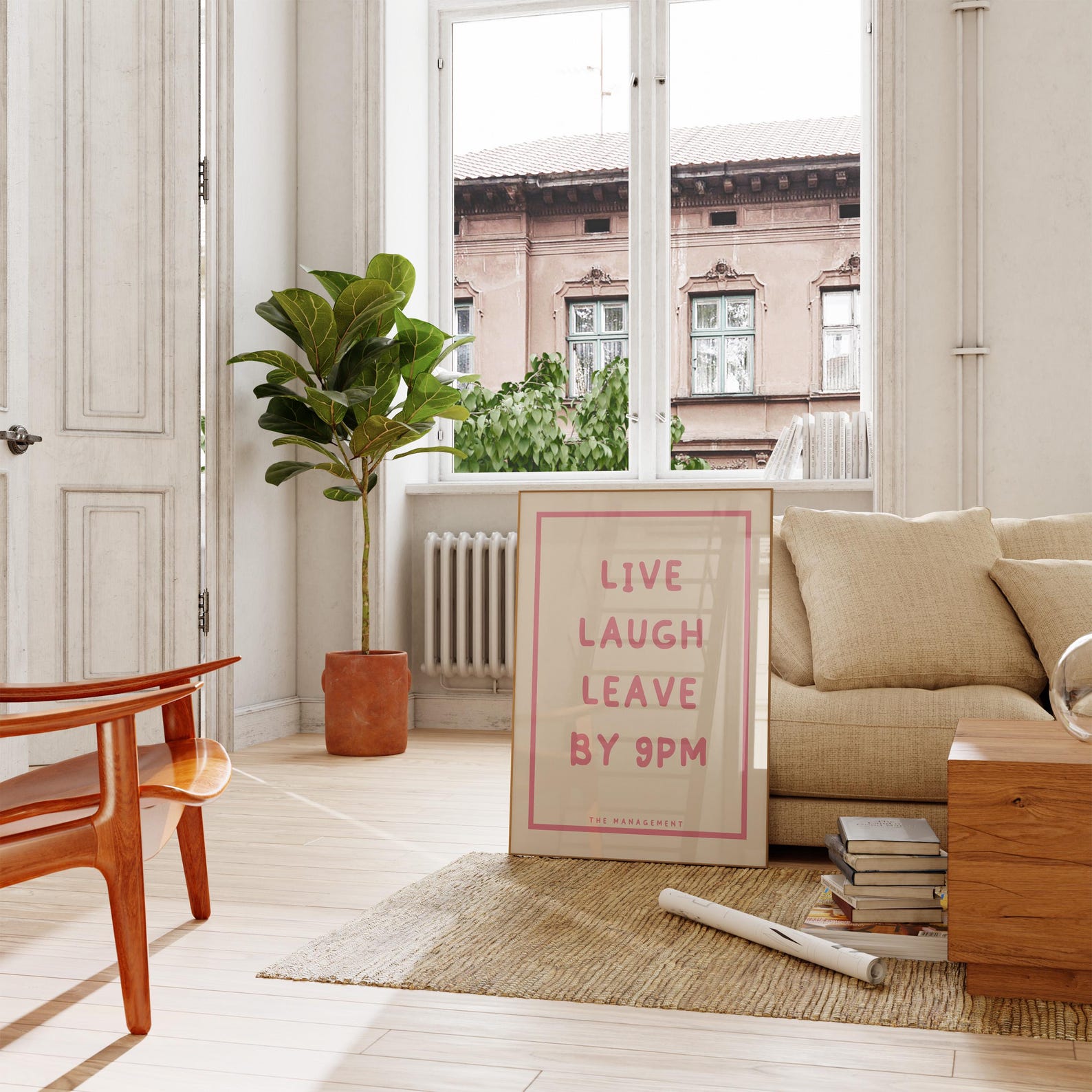 Live Laugh Leave by 9PM Print, Hand Drawn Neutral Art, Funny Boho ...