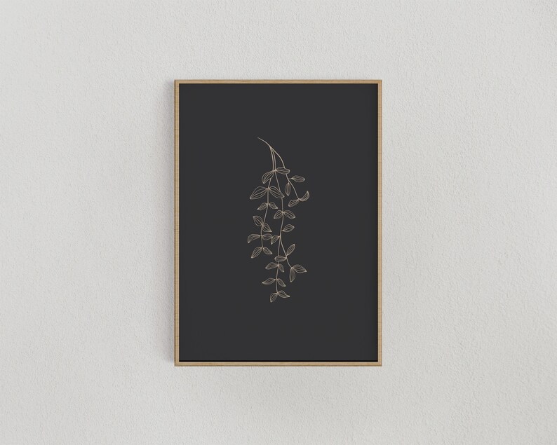Modern Black Abstract Flower Art Print, Minimalist Flower Poster, Black ...