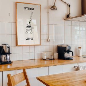 But First Coffee Poster, Cafe Print, Retro Coffee Art Espresso Print ...