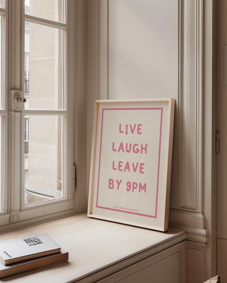 Live Laugh Leave by 9PM Print, Hand Drawn Neutral Art, Funny Boho ...